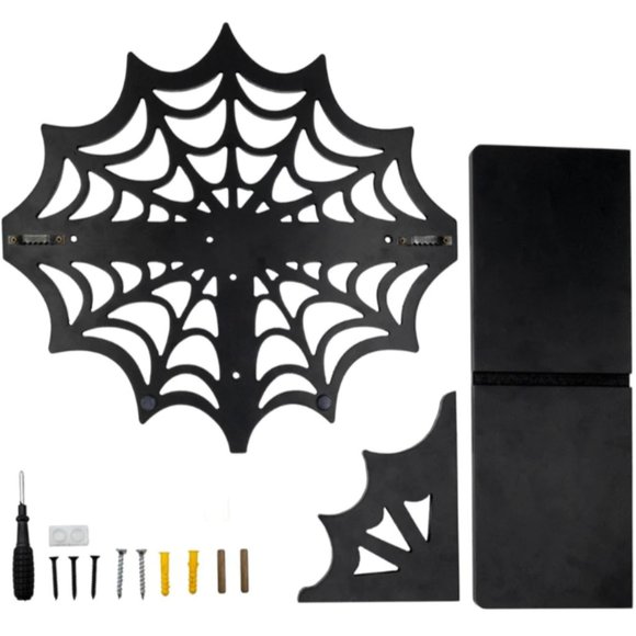 Wall Decor | Spiderweb Shelf Black Mini Wall Wooden Shelving Kit Nib ...